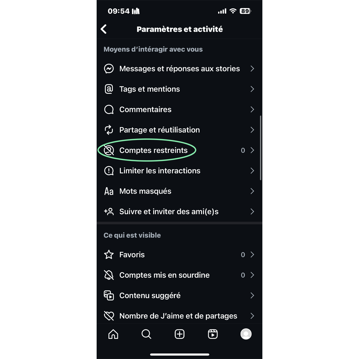 Comment restreindre une personne sur Instagram