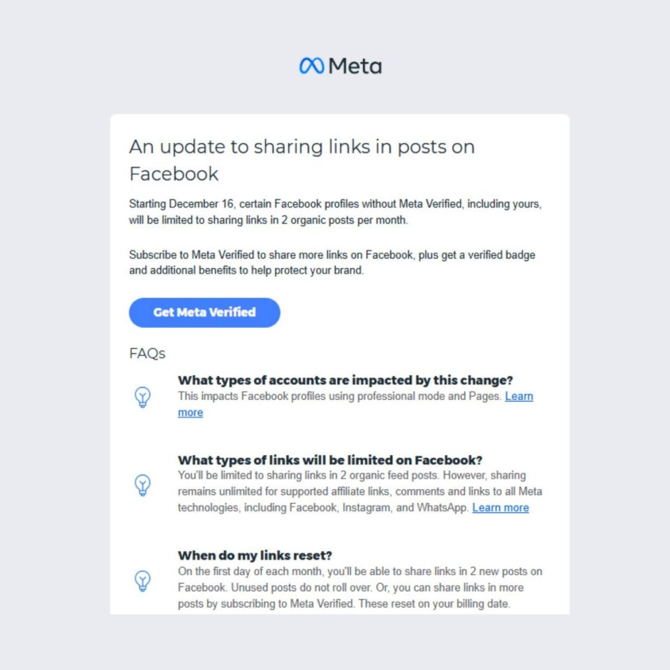 Meta envisage de faire payer les professionnels pour partager des liens ...